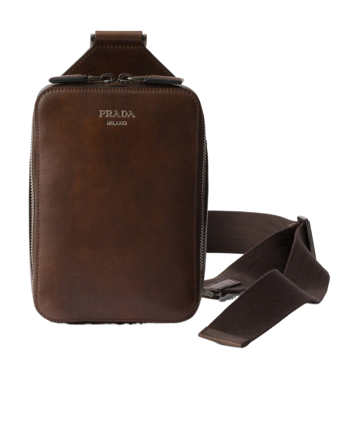 PRADA Prada Brique Antiqued Leather Bag